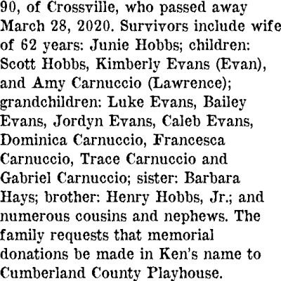 Kenneth Hobbs (1929-2020) | Obituary